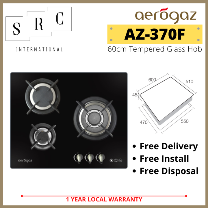 Aerogaz AZ-370F Tempered Glass Hob 60cm with Safety Valve (Include ...