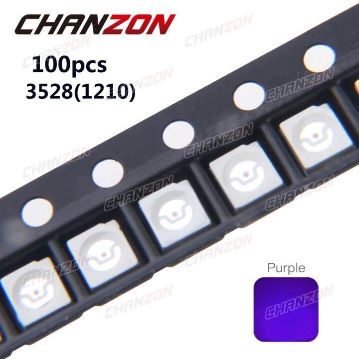100pcs 3528 1210 Uv Purple Smd Led Chip 20ma Dc 3v Ultraviolet 395nm ...