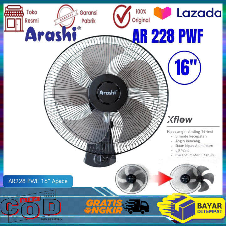 KIPAS Arashi Kipas Angin Dinding Wall fan Besi XFlow PWF 16" In AR 228 50 Watt/Kipas Angin ...