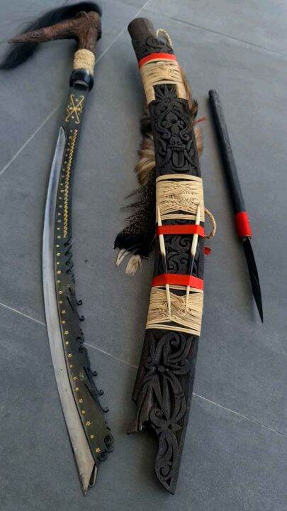 Mandau SUKU DAYAK KALIMANTAN mandau jimpol ssarung ukir coklat panjang ...