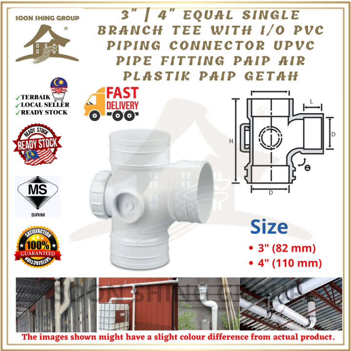 3" , 4" Equal Single Branch Tee With I/O PVC Piping Connector UPVC Pipe ...