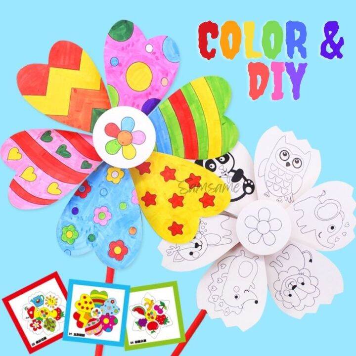 Windmill Coloring & DIY Set painting Kids Art Craft Playing Colouring ...