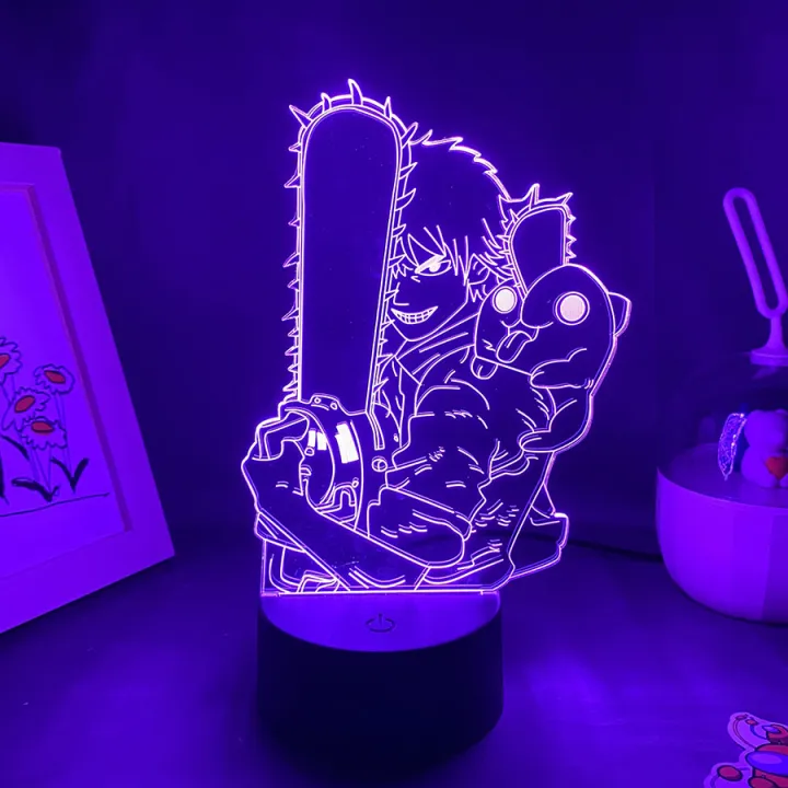 3D LED อะนิเมะ Chainsaw Man รูป denji Neon Night ไฟตกแต่งข้างเตียง ...
