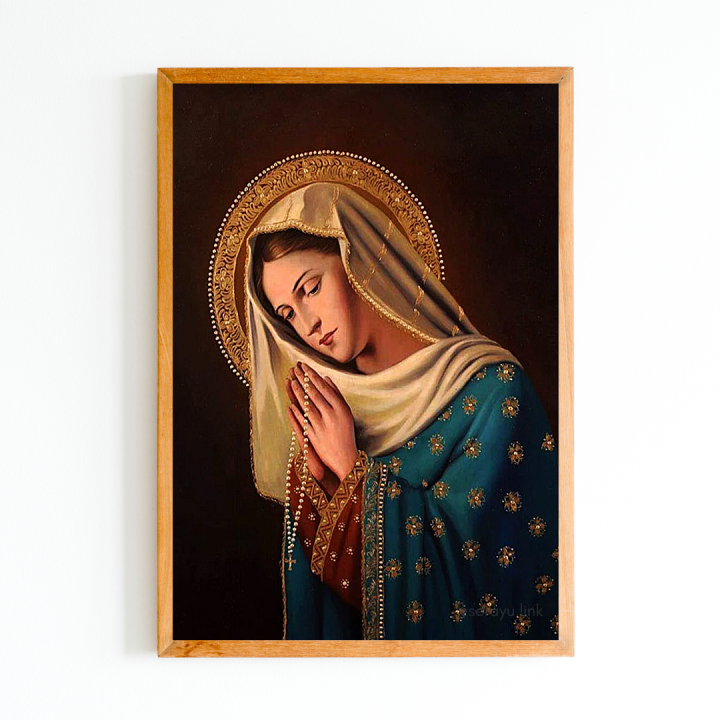 Poster Religius Kristen Gambar Maria Plus Bingkai Kayu 3D Aesthetic ...