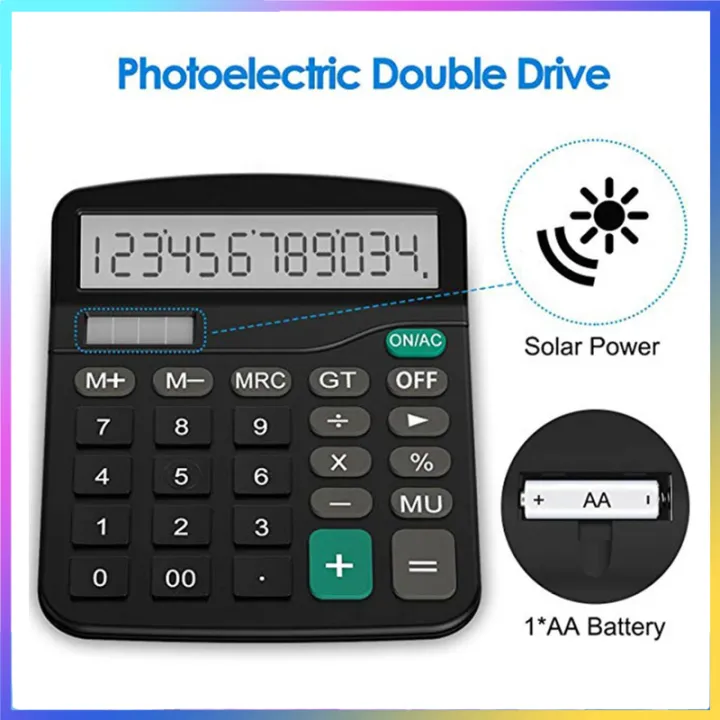 Large Computer Electronic Calculator Counter Solar & Battery Power 12 ...