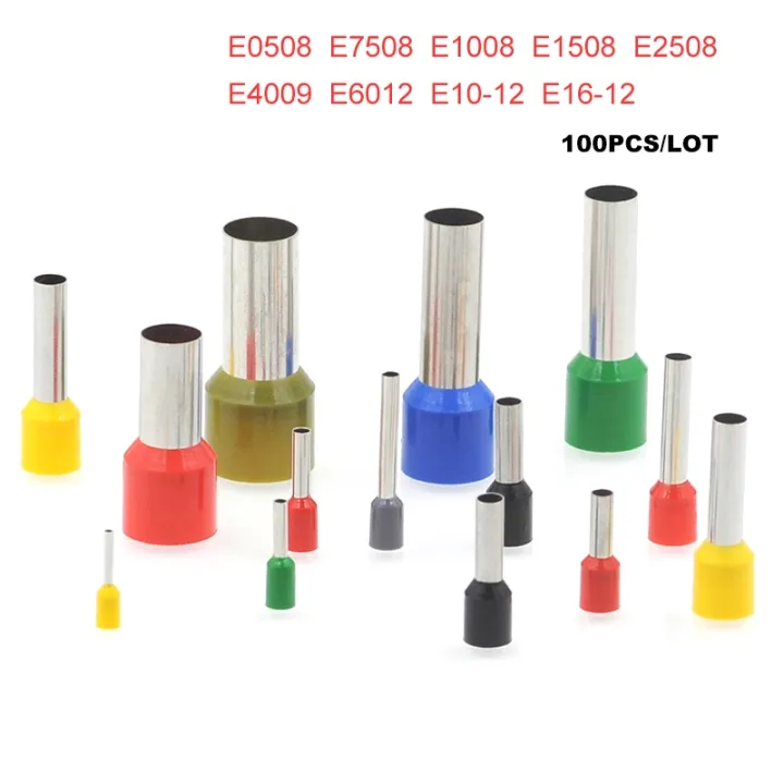 100Pcs Tube Insulated Cord End Crimp Terminals E0508 E16 12 Electrical ...