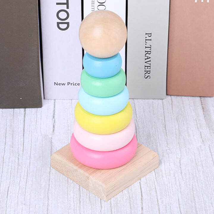 Warm Color Rainbow Stacking Ring Tower Stapelring Blocks Kids Wooden ...