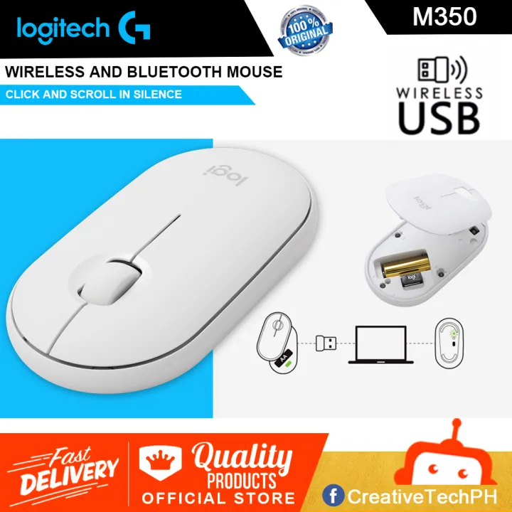 LOGITECH PEBBLE M350 Wireless and Bluetooth Mouse WHITE | Lazada PH