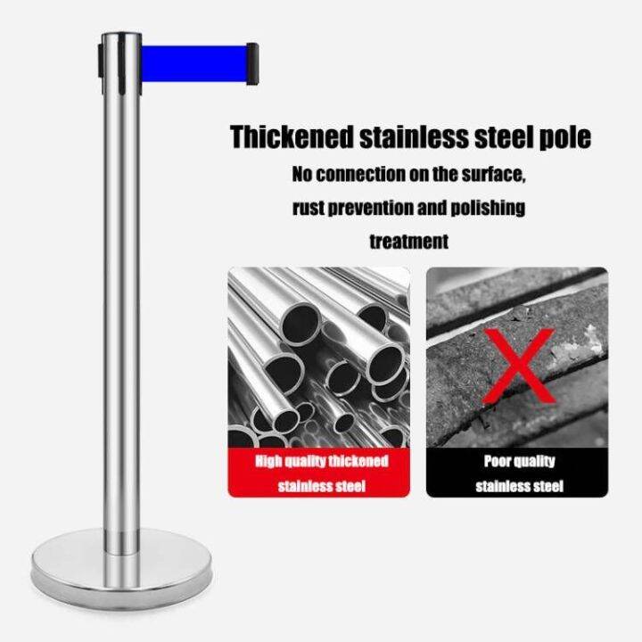 Safety isolation barrier queuing fence with retractable belt stainless ...