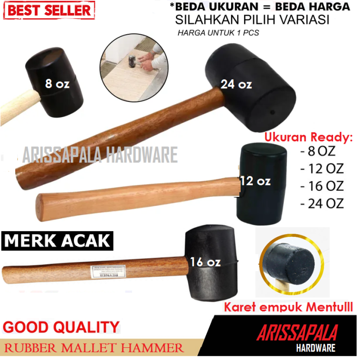 Palu Karet Palu Keramik Granit Ubin Gagang Kayu Hammer Martil Rubber ...