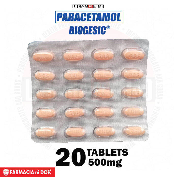 Biogesic 20 Tablets 500mg (For Headache And Fever Relief) | Philpara ...