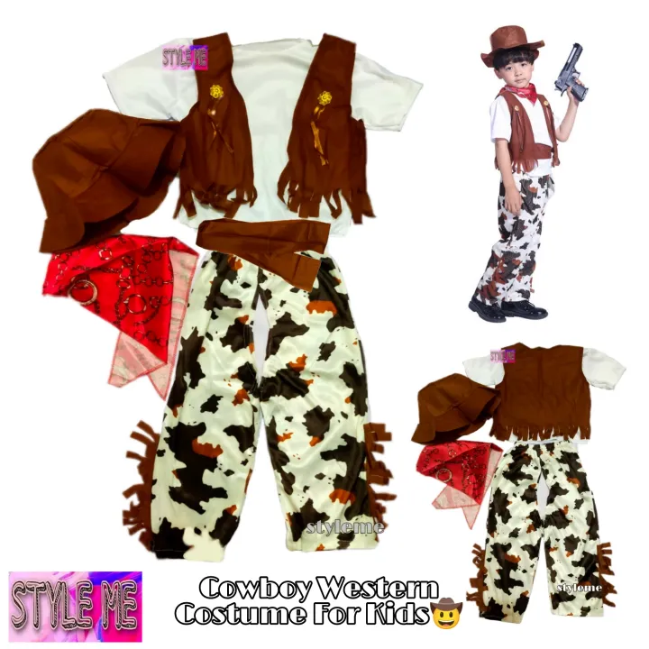 COW BOY FARM WITH HAT COSTUME COSPLAY ROLEPLAY FOR KIDS COMPLETE SET ...