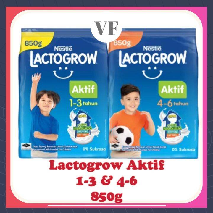NESTLE Lactogrow Aktif 1-3 Years Old and 4-6 Years Old - 850g | Lazada ...
