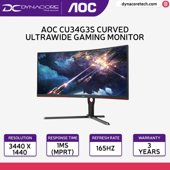 DYNACORE - AOC CU34G3S 34-Inch WQHD 165Hz 1ms 1000R Curved FreeSync 21: ...