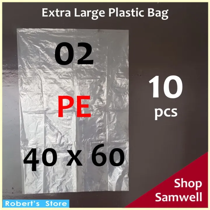 Large Clear Plastic PE Bag 40 x 60 02 medium thickness 10 pcs Laundry ...