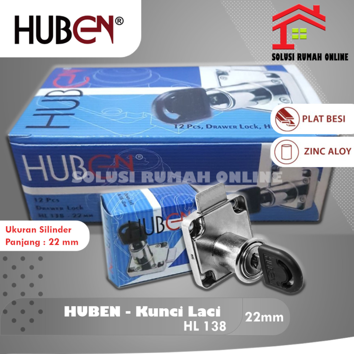 HUBEN HL 138 - 22 mm Kunci Laci / Kunci Lemari / Drawer Lock | Lazada ...