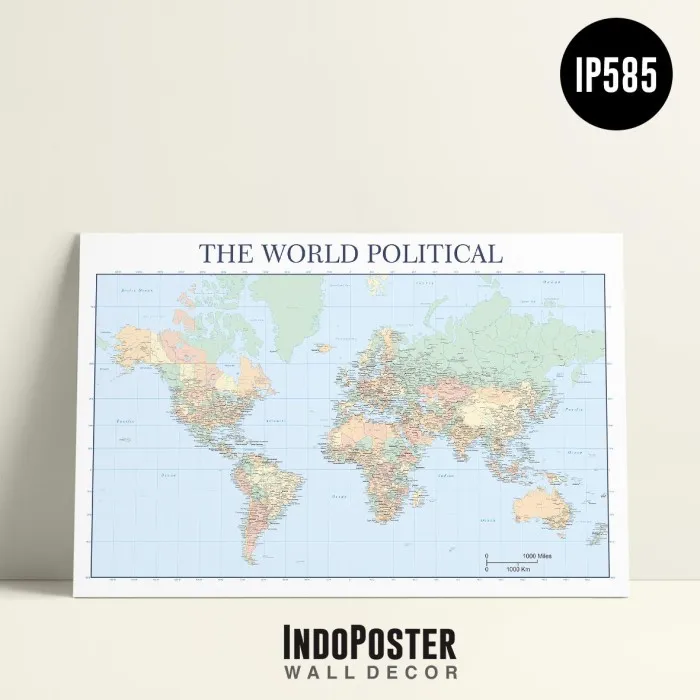 Poster World Political Map Peta Dunia 01 150x100cm | Lazada Indonesia