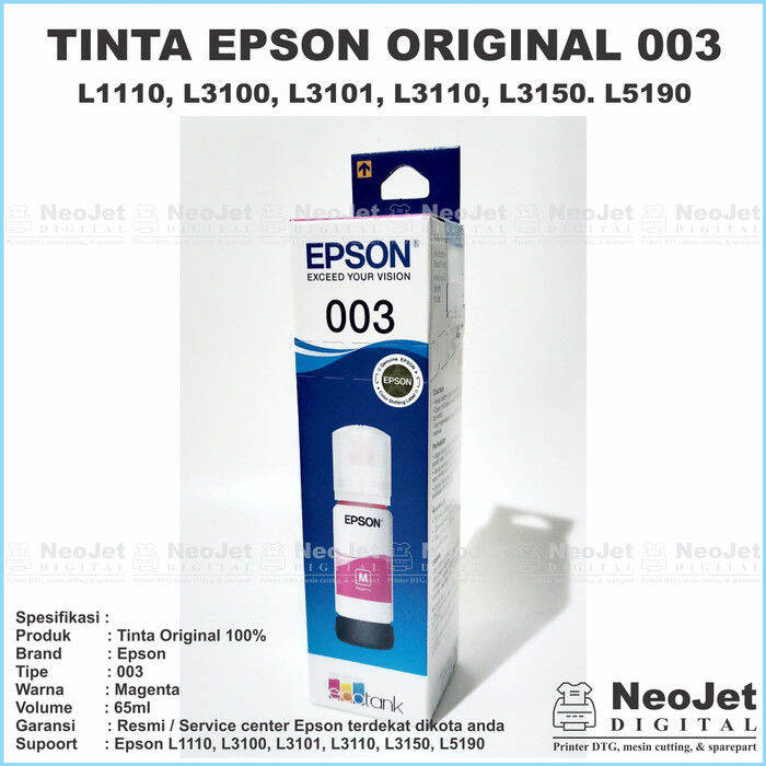 Tinta Epson Ori 003 Magenta Merah L1110 L3110 L3150 Original | Lazada ...
