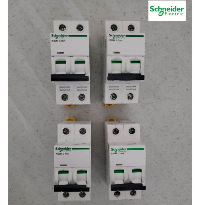SCHNEIDER ACTI-9 MINIATURE CIRCUIT BREAKER IC60N 16-63 AMPERE 2 POLE C-CURVE DIN RAIL MCB♣ ...