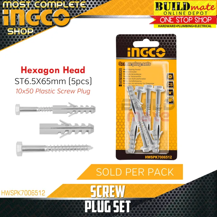 INGCO Hexagon Head Screw Plug Set ST6.5x65mm HWSPK7006512 •BUILDMATE ...