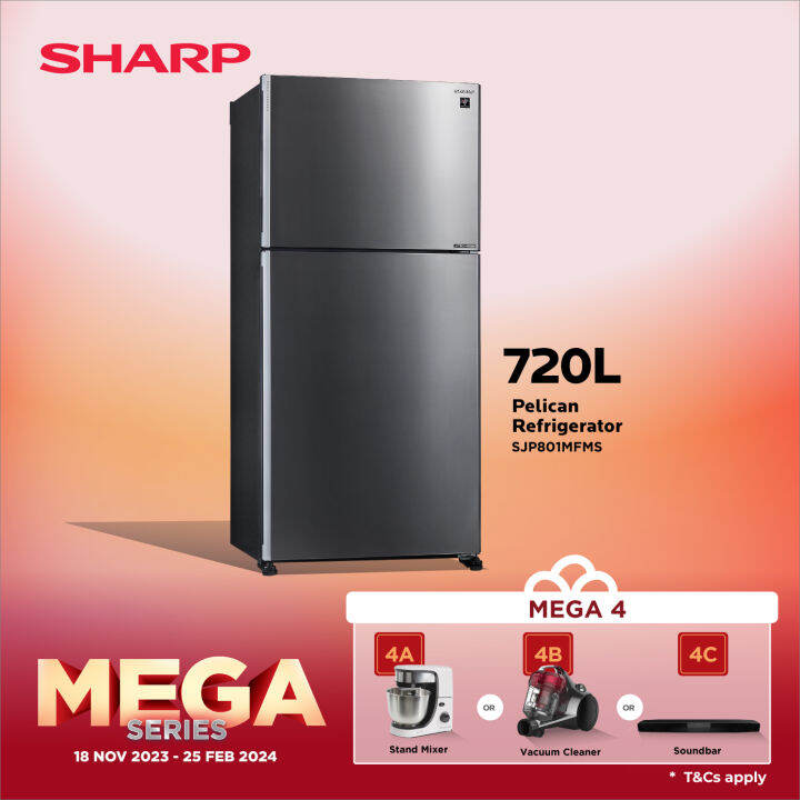 Sharp SJP801MFMS 720L Pelican Series 2 Door Refrigerator (Deliver ...