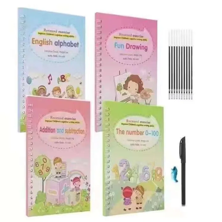 12NOON 4 Book/Set Kids Calligraphy Copybook Practice New Learning ...