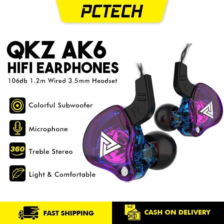 Qkz Ak6-X High Fidelity Wired Sports Earphones In Ear Hifi Gaming Headset Iem Earbuds | Lazada PH