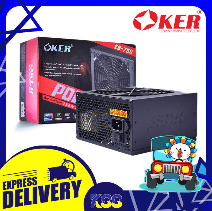 พาวเวอร์ซัพพลายคอมพิวเตอร์ อุปกรณ์จ่ายไฟคอมพิวเตอร์ OKER EB-750 BIG WINDMILL 750W ATX POWER ...