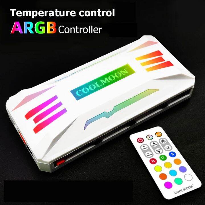 ♙COOLMOON RGB Hub Controller 4Pin PWM - ARGB 3Pin 5V Cooling Fan Remote ...