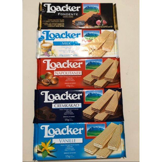 WAFER LOAKER NAPOLITANER 175 gr Quadratini LOAKER WAFER HAZELNUT WAFER ...