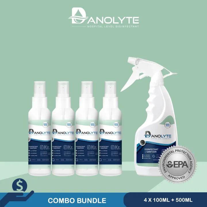 4-Pack + 500 mL Danolyte® BUNDLE, All-Purpose Disinfectant + Sanitizer ...