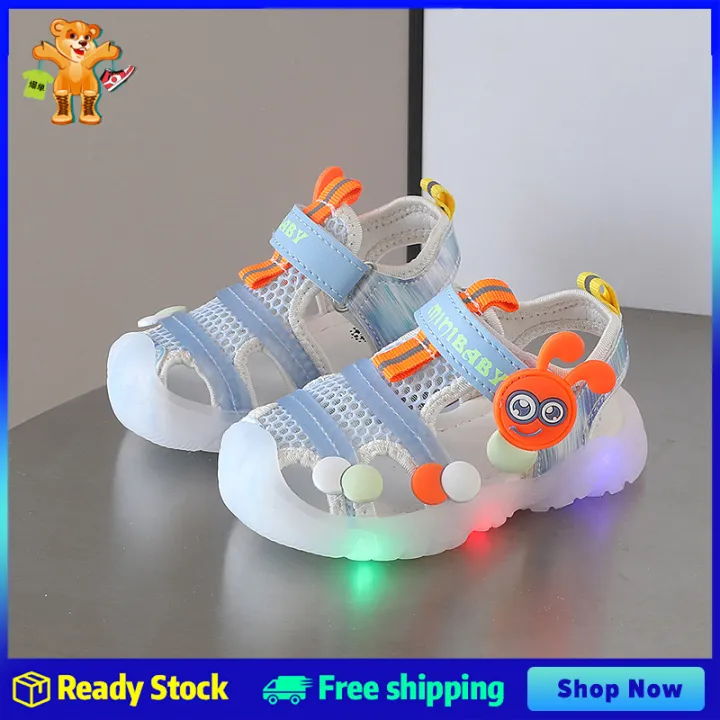 Sandals for Kids Girls Led Korean Classic Fashion Velcro Soft Sole ...