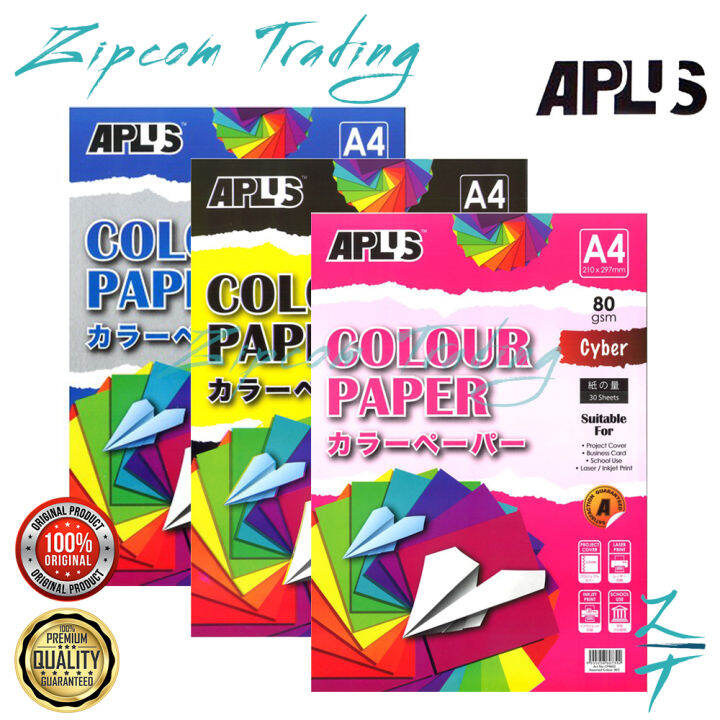 Aplus Colour Paper A4 80gsm - 30 Sheets (5 colour) | Lazada
