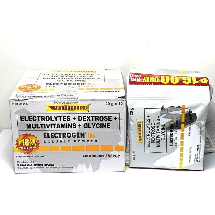 [FCR AGRIVET] 40pcs Electrogen D+ Soluble Powder 20 grams / Thunderbird ...
