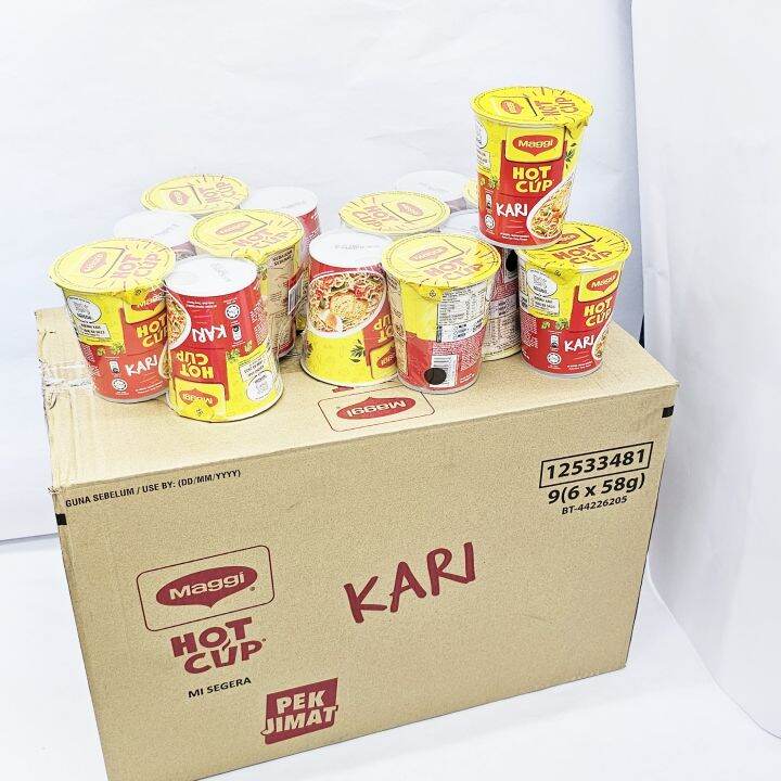 Maggi Hot Cup Kari (1 Carton = 58g x 54 Cups) Curry Flavour | Lazada