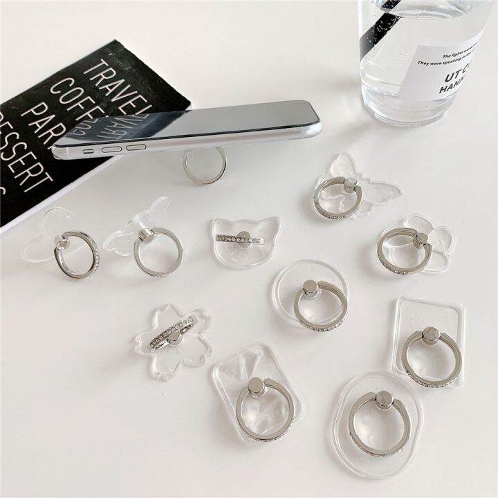 IIUU ขาตั้งแหวนใส่นิ้วแบบบางพิเศษโปร่งใสที่วางโทรศัพท์เพชรสุดหรูแบบใส ...
