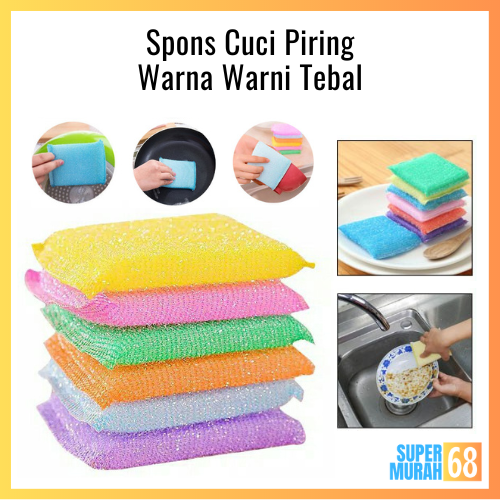 Bisa Cod - ISI 4PCS Spons Cuci Piring Sabut Jaring Spon Bantal Wastafel ...