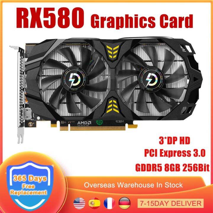 RX580 2048SP กราฟิกการ์ด GDDR5 8GB 256Bit เกมการ์ดสำหรับ AMD Radeon RX ...