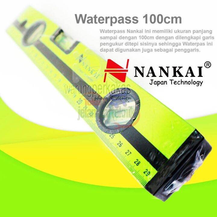 Nankai Waterpas Magnit Magnet 100cm Hijau Alat Ukur Tukang Kemiringan Vertikal Horizontal Bahan ...