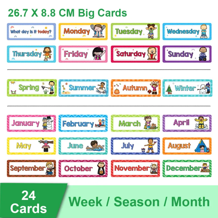 16pcs Season and Month of The Year Big Flash Cards for Kids English ...
