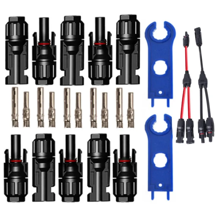 1 Pair Y Branch Connector Cable Splitter + 5 Pair Solar Photovoltaic ...