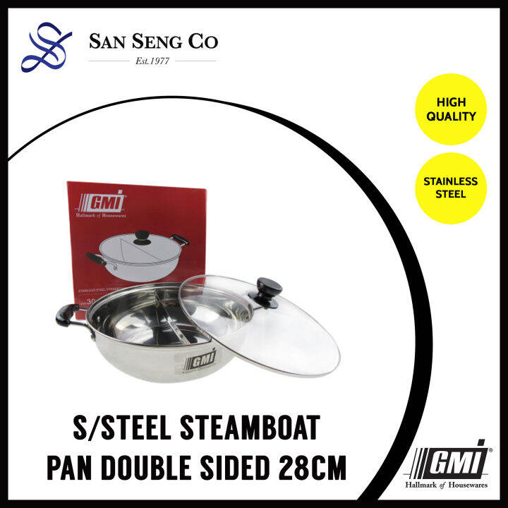 San Seng GMI S/STEEL STEAMBOAT PAN DOUBLE SIDED 28CM Steamer Pot ...