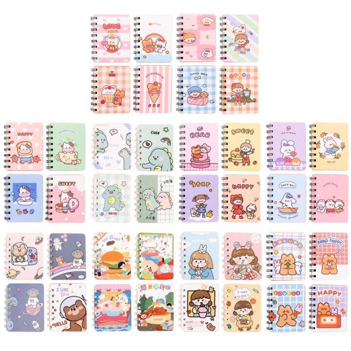 2022 New Cartoon Mini Pocket Spiral Notebook Blank/Lined Note Book 4 ...