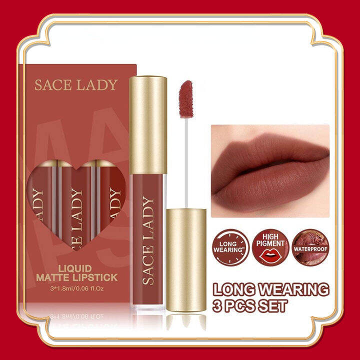 3pcs/set sace lady matte liptint set long wearing waterproof mini ...