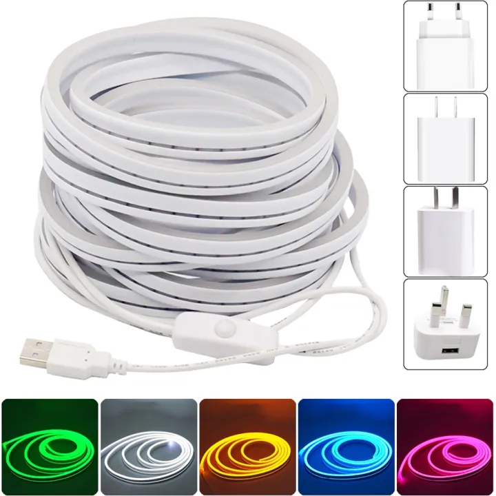 USB Power LED Strip Light with Adapter ON/OFF Switch Flexible LED Tape ...