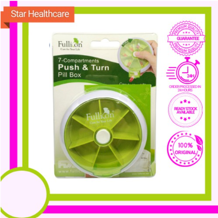 Fullicon 7 Compartments Push & Turn Pill Box | Lazada