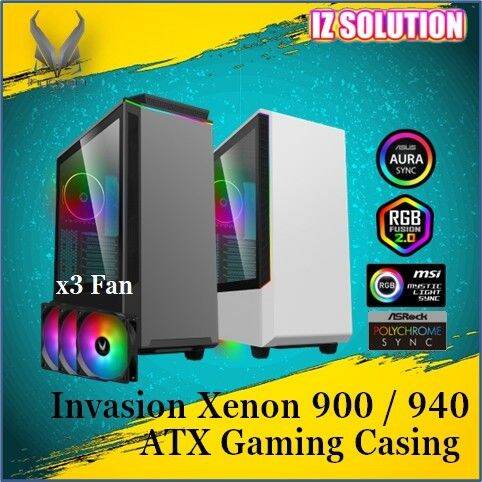 Invasion Xenon 900 / Xenon 940 ATX Gaming Case with 3 RGB Fans PC ...