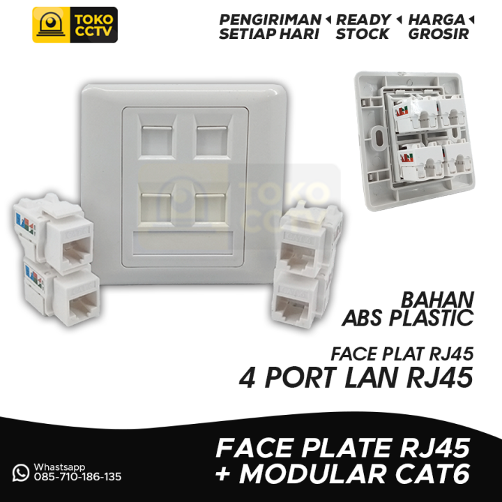 Face Plate 4 Port RJ 45 Modular Cat-6 Hole White RJ45 | Lazada Indonesia