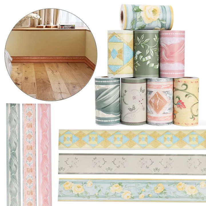 OKDEALS PVC Retro Embossing Waterproof Self-adhesive Skirting Line ...