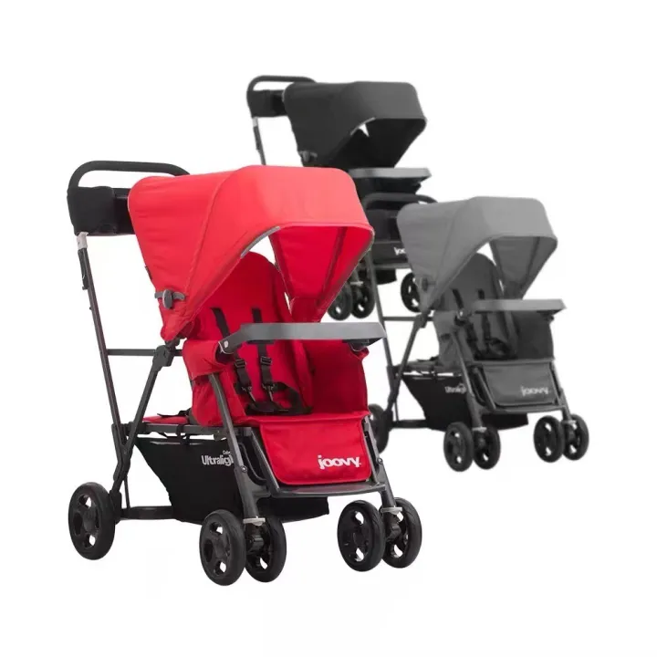 รถเข็นเด็กพี่น้อง สำหรับคุณแม่ที่มีลูก2คน Joovy Caboose Graphite สีแดง สภาพใหม่ ใช้งานน้อย 80% ...